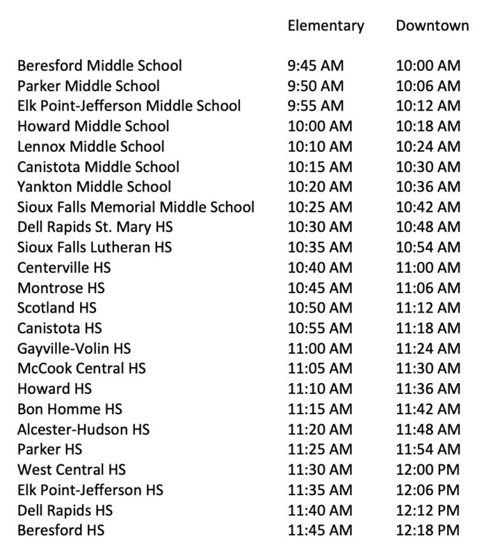 Watchdog Marching Festival Map Performance Times Beresford School